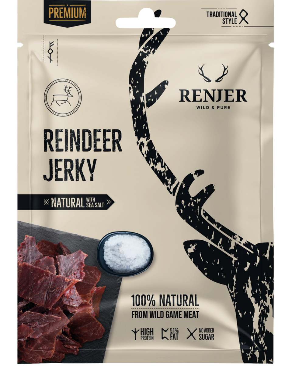 Renjer Reinsdyr Jerky med Sjøsalt – JerkyShop Norge